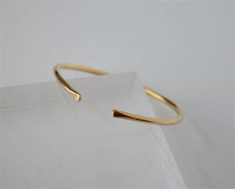Gold Bangle Brass Bangle Simple Cuff Single Bangle Golden Etsy