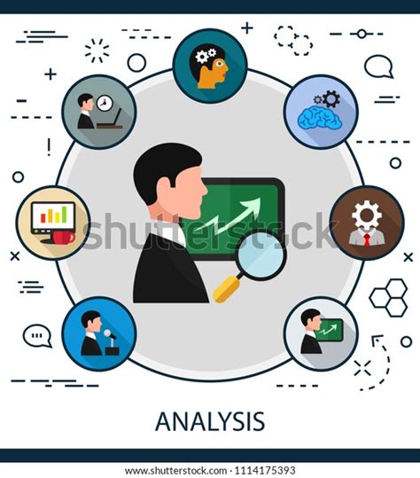 Analysis Flat Icons Concept Vector Illustration Stock Vector Royalty