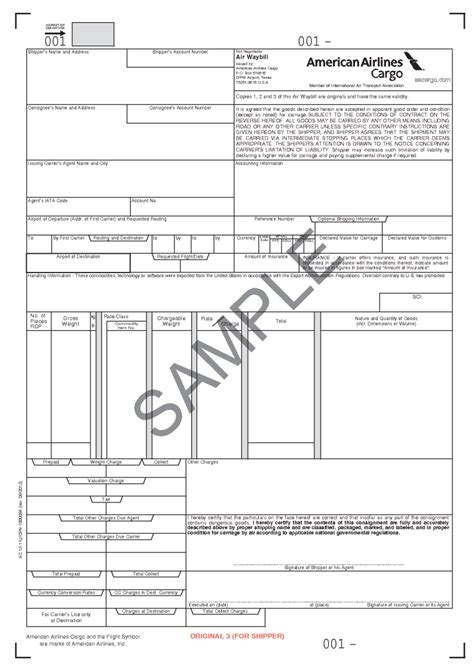 Commercial Invoice Air Waybill Invoice