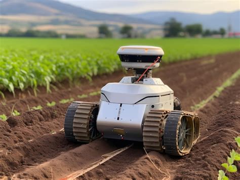 Premium Photo Autonomous Farming Robot Tending To Crops In A Field