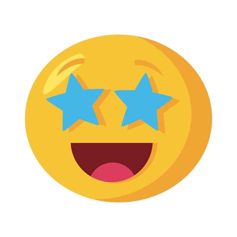 Emoji Face Laughing With Stars Eyes Flat Style Icon 2718796 Vector Art
