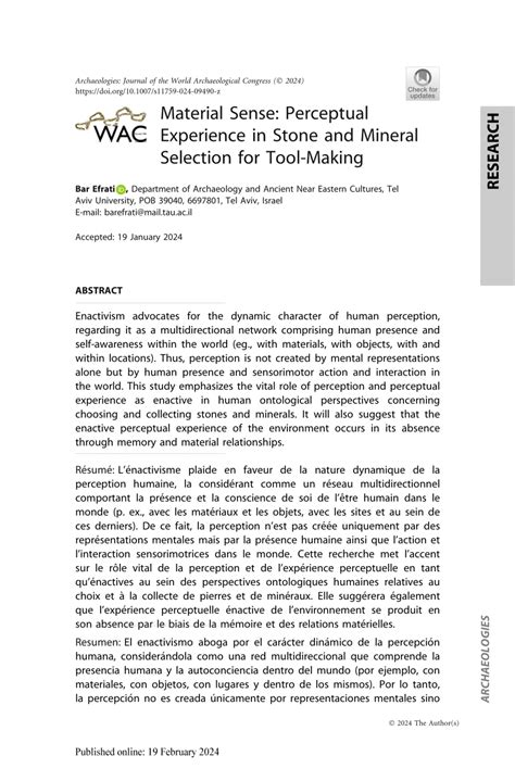 Pdf Material Sense Perceptual Experience In Stone And Mineral