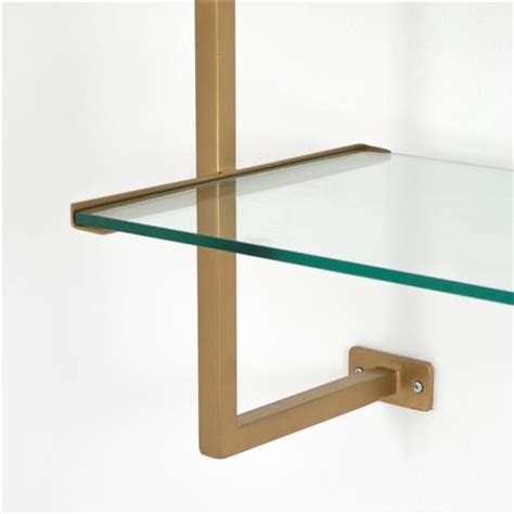 Ellen Modern Classic Gold Glass Antique Gold Metal Wall Shelf