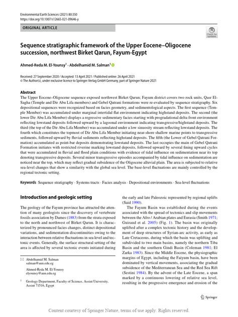 Sequence Stratigraphic Framework Of The Upper Eoce Pdf Sedimentary