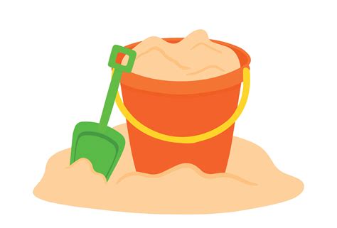 Arena Cubeta Con Pala Icono Vector Ilustración Para Verano Playa Niños