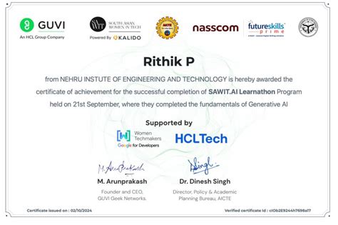 rithik p on linkedin ai generativeai lifelonglearning sawit techforgood aiinnovation…