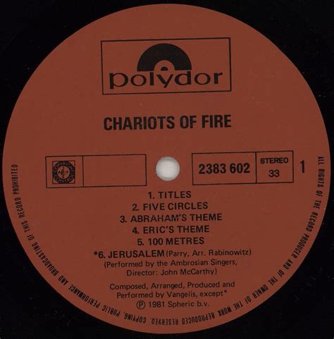 Vangelis Chariots Of Fire Singapore Vinyl Lp —