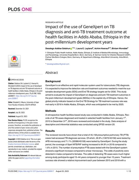 Pdf Impact Of The Use Of Genexpert On Tb Diagnosis And Anti Tb Treatment Outcome At Health