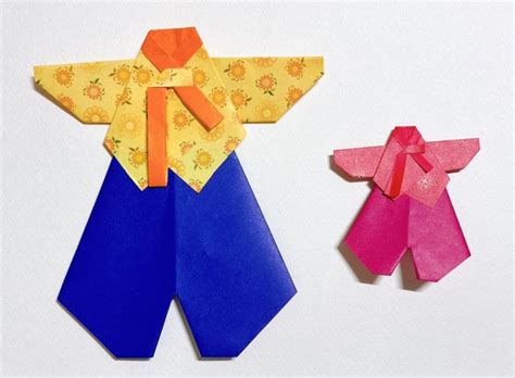 남자한복 여자한복 쉬운 종이접기 방법 색종이 한복접기 도안 무료 나눔 네이버 블로그