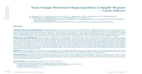 Pdf Clinical Cases Two Stage Perineal Hypospadias Cripple Revista