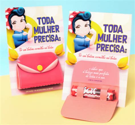 Cartão Lembrança Dia Internacional da Mulher chocolate Elo7