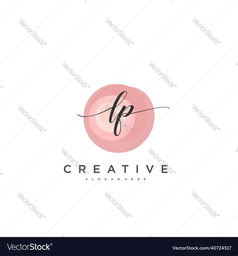 Lp Initial Handwriting Minimalist Geometric Logo Vector Image