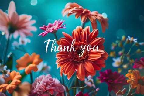 Premium Photo Thank You Card With Bright Spring Summer Flowers On