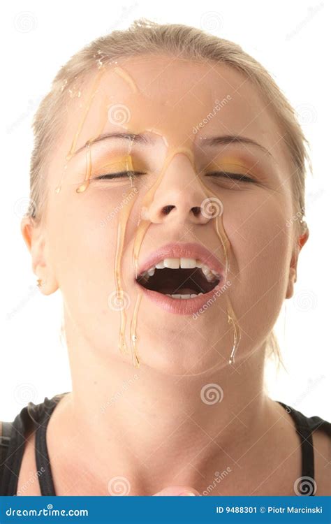 Beautiful Young Woman With Honey On Her Face Stock Image Image Of