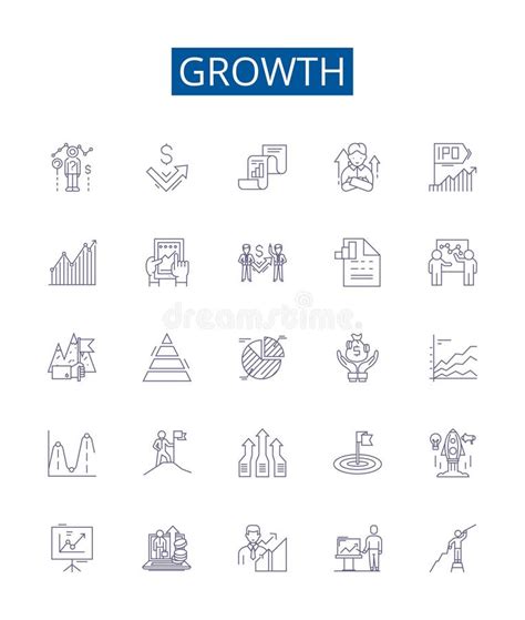 Growth Line Icons Signs Set Design Collection Of Expansion Advancement Rise Increment