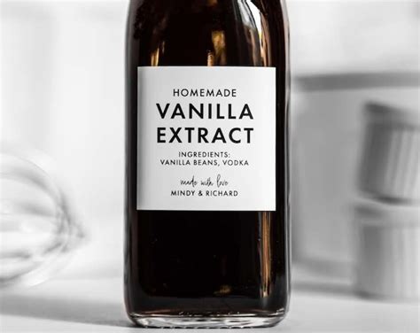 Modern Vanilla Extract Labels Customizable Rectangle Modern Label Water Resistant Homemade