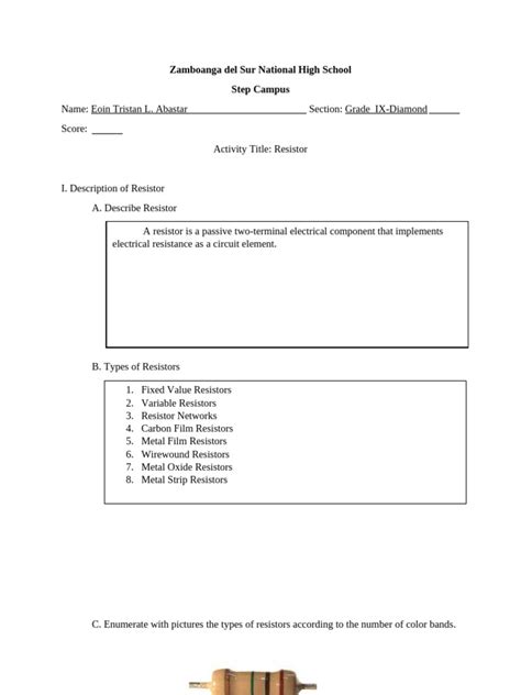 El Sci Resistor Pdf Resistor Electrical Resistance And Conductance
