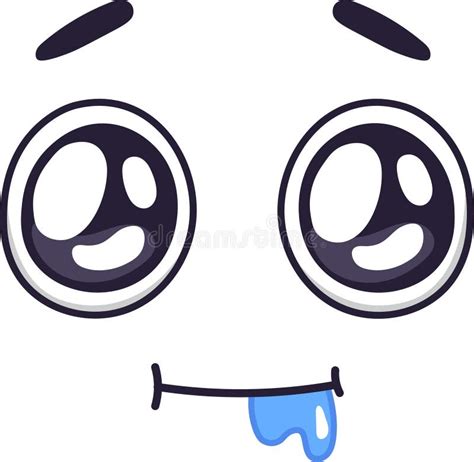 Funny Cartoon Face With Big Round Eyes Small Eyebrows A Smiling