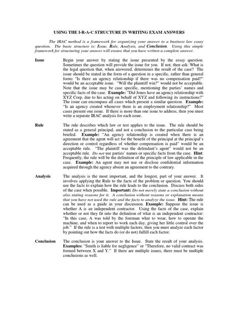 Applying The Irac Method A Guide To Structuring Legal Analysis Pdf Precedent Question
