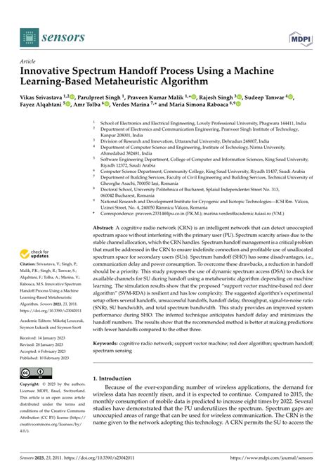 Pdf Innovative Spectrum Handoff Process Using A Machine Learning
