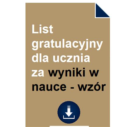 List gratulacyjny dla ucznia za wyniki w nauce wzór POBIERZ