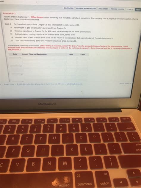 Solved Exercise 5 2 Assume That On September 1 Office Depat Chegg