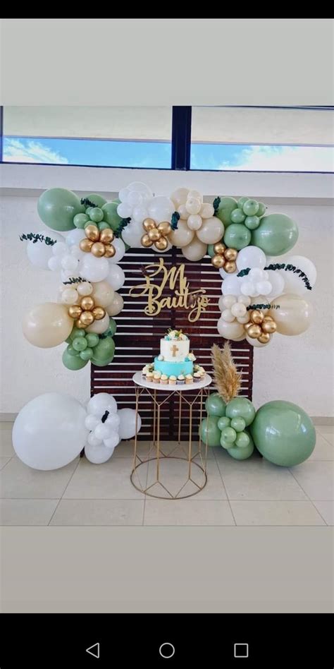 Pin De Michelle Navarro En Bautizo Mathias Decoración Con Globos