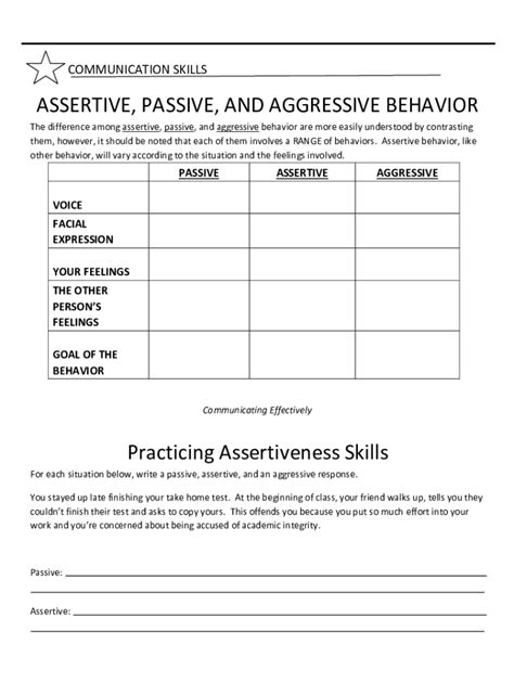 Fillable Online Recognise The Difference Between Assertive Aggressive