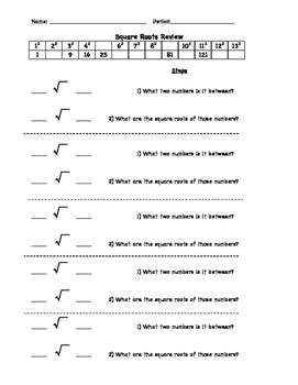 Approximating Square Roots By Amanda Ferrell Teachers Pay Teachers