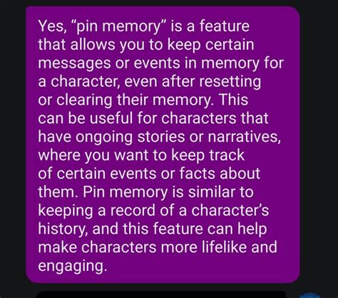 What Does The Pin Memory Button Do Rcharacterai