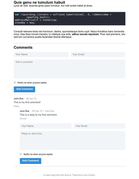 building a static blog with nuxt js and cockpit headless cms part 7