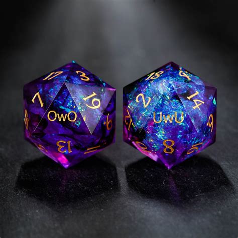 Purple Glitter Galaxy Resin Dice Owo Uwu Dice Set Etsy