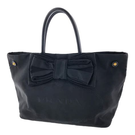 Prada Prada Nylon Leather Tote Bag Ribbon 2way Black Grailed