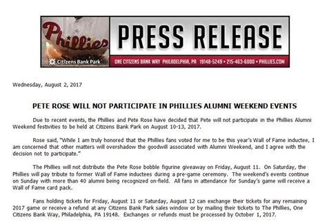 Its Official Phillies Cancel Pete Rose Wall Of Fame Ceremony Philly