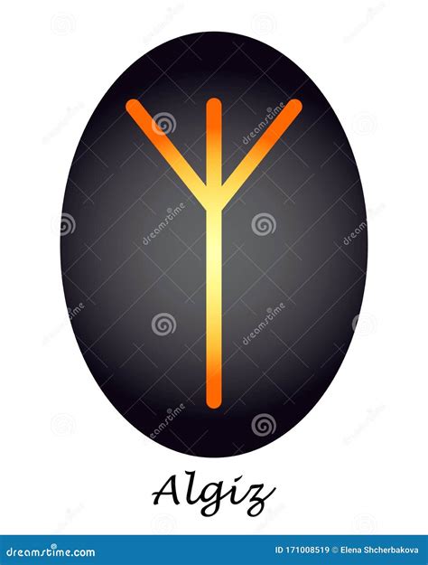 Algiz Rune On Button Isolated On White Background Ancient German