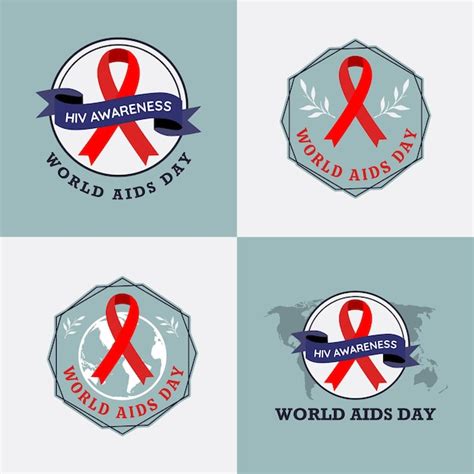 Premium Vector Set Of World Hiv Aids Day Logo Template Vector