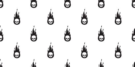 두개골 화재 원활한 패턴 할로윈 벡터 기호 뼈 유령 스카프 고립 해적 반복 벽지 타일 배경 만화 낙서 일러스트 디자인 검은색에 대한 스톡 벡터 아트 및 기타 이미지 Istock