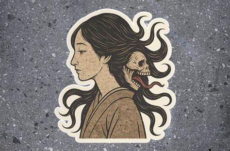 Futakuchi Onna Yokai Vinyl Sticker Japanese Folklore Art Decal Gothic Halloween T Etsy