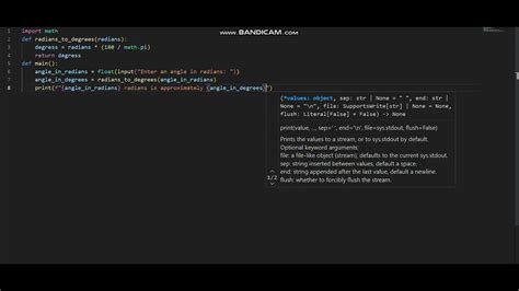 Converting Radians Into Degrees In Python Youtube