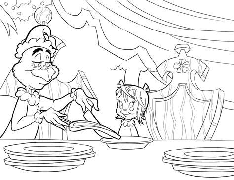 Il Grinch Con Cindy Lou Who A Cena Da Colorare Scarica Stampa O