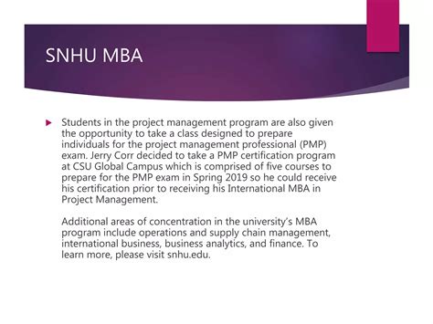 The SNHU MBA In Project Management Program PPT