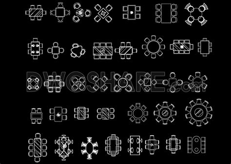 313 Free Download Dining Tables Cad Blocks