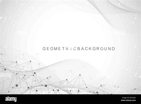 Geometric Graphic Background Molecule And Communication Connected Lines With Dots Minimalism