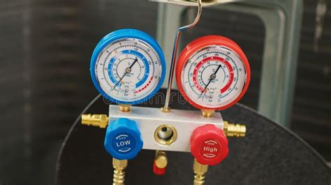 AC Gauges Vacuum Pump For HVAC System Stock Photo Image Of Work Industrial
