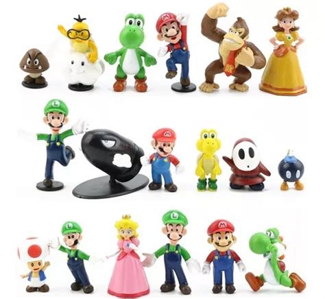 Coleção Super Mario Bros Kit Bonecos Luigi Yosh Promoção Parcelamento sem juros