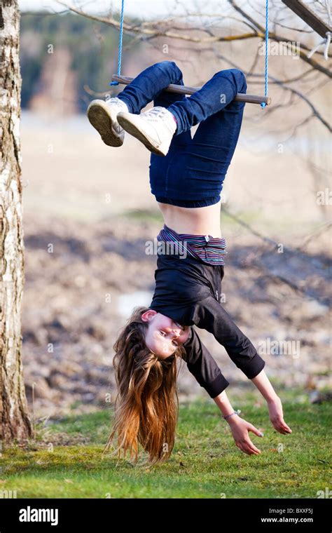 Woman Hanging Upside Down