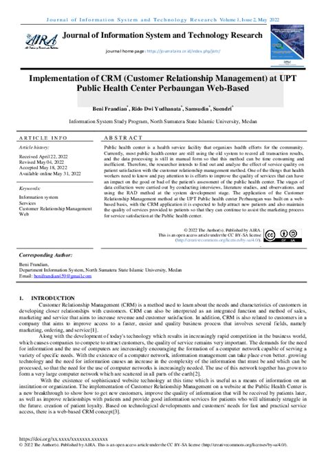 Pdf Implementation Of Crm Customer Relationship Management At Upt
