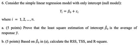 Solved 6 Consider The Simple Linear Regression Model With