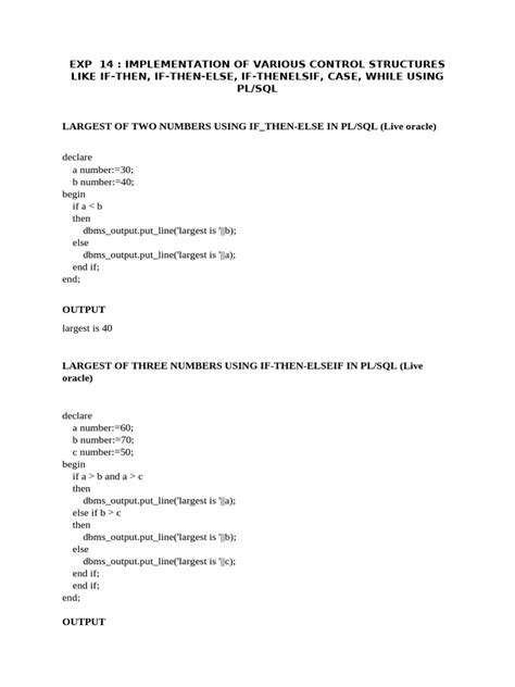 Plsql Control Structures Programs Pdf