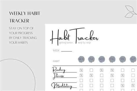 Printable Weekly Habit Tracker Tracker For Habits Ultimate Habit Tracker Weekly Progress Tracker